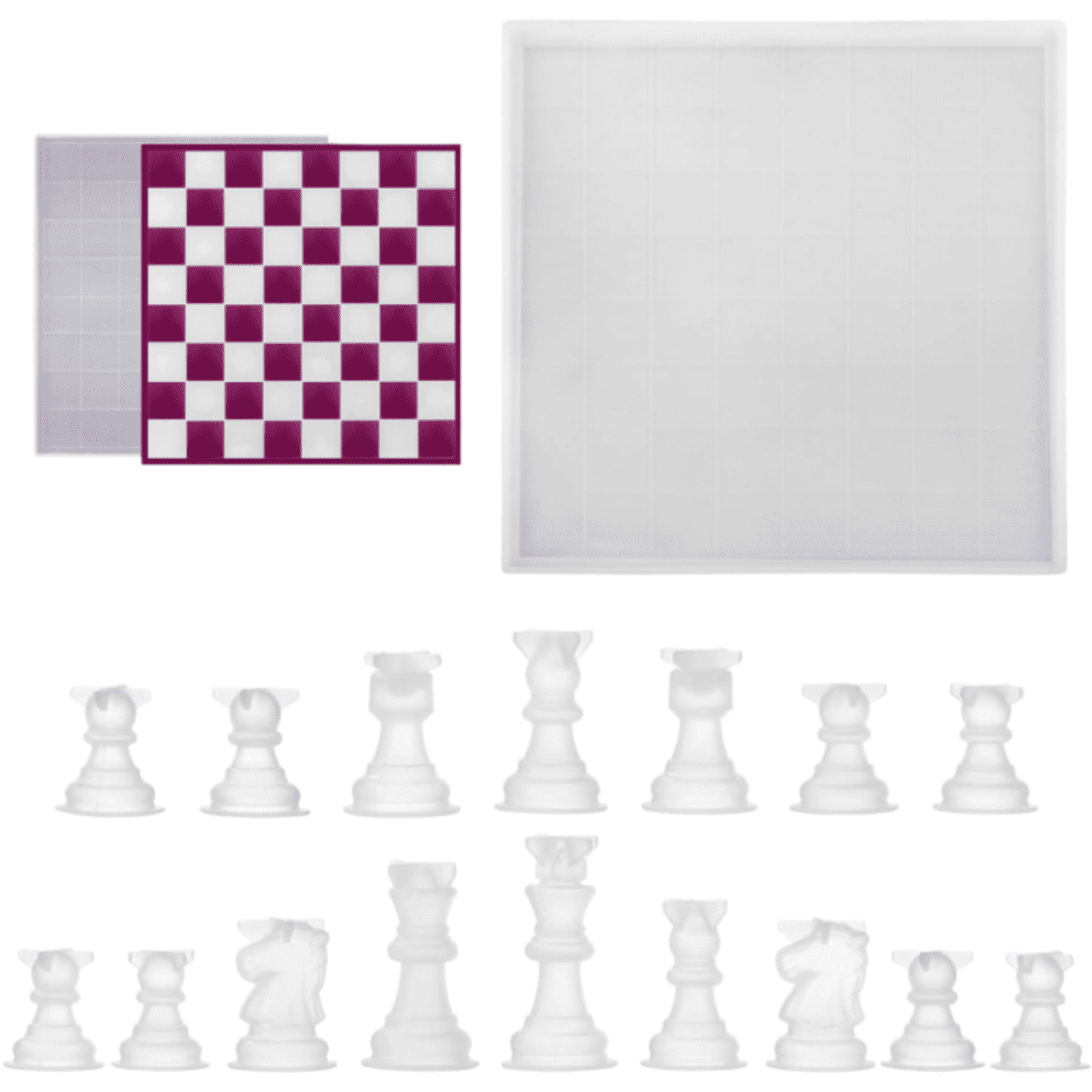 16Pcs 12 inches Chess Resin Mold Set, XL Large Checkers Chess Board Mol ...