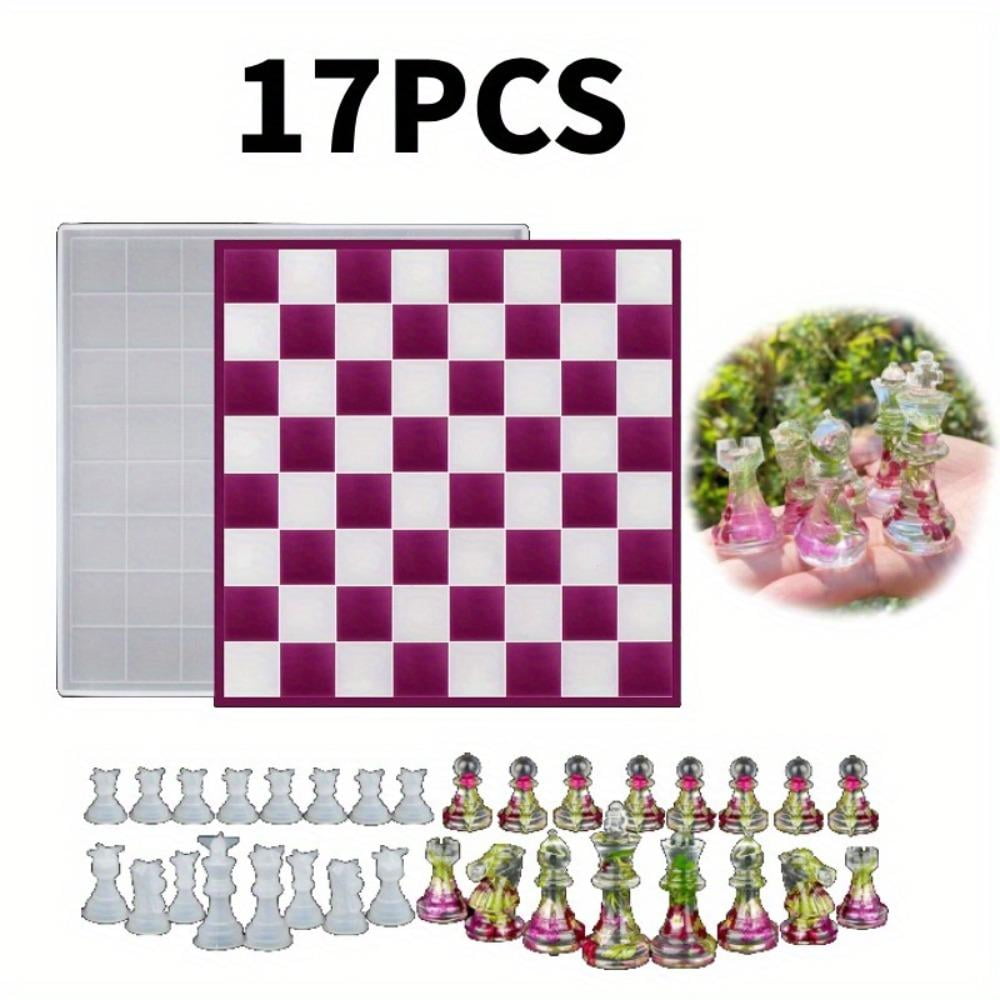 16Pcs 12 inches Chess Resin Mold Set, XL Large Checkers Chess Board Mol ...