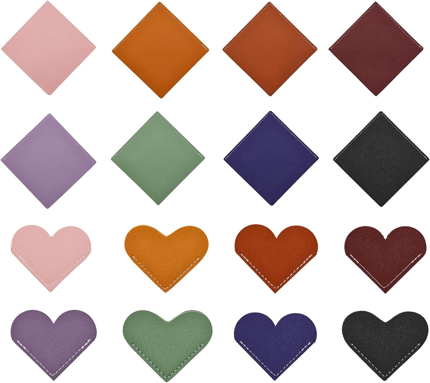 16Pcs 16 Style PU Imitation Leather Bookmarks Page Corner Markers Heart ...