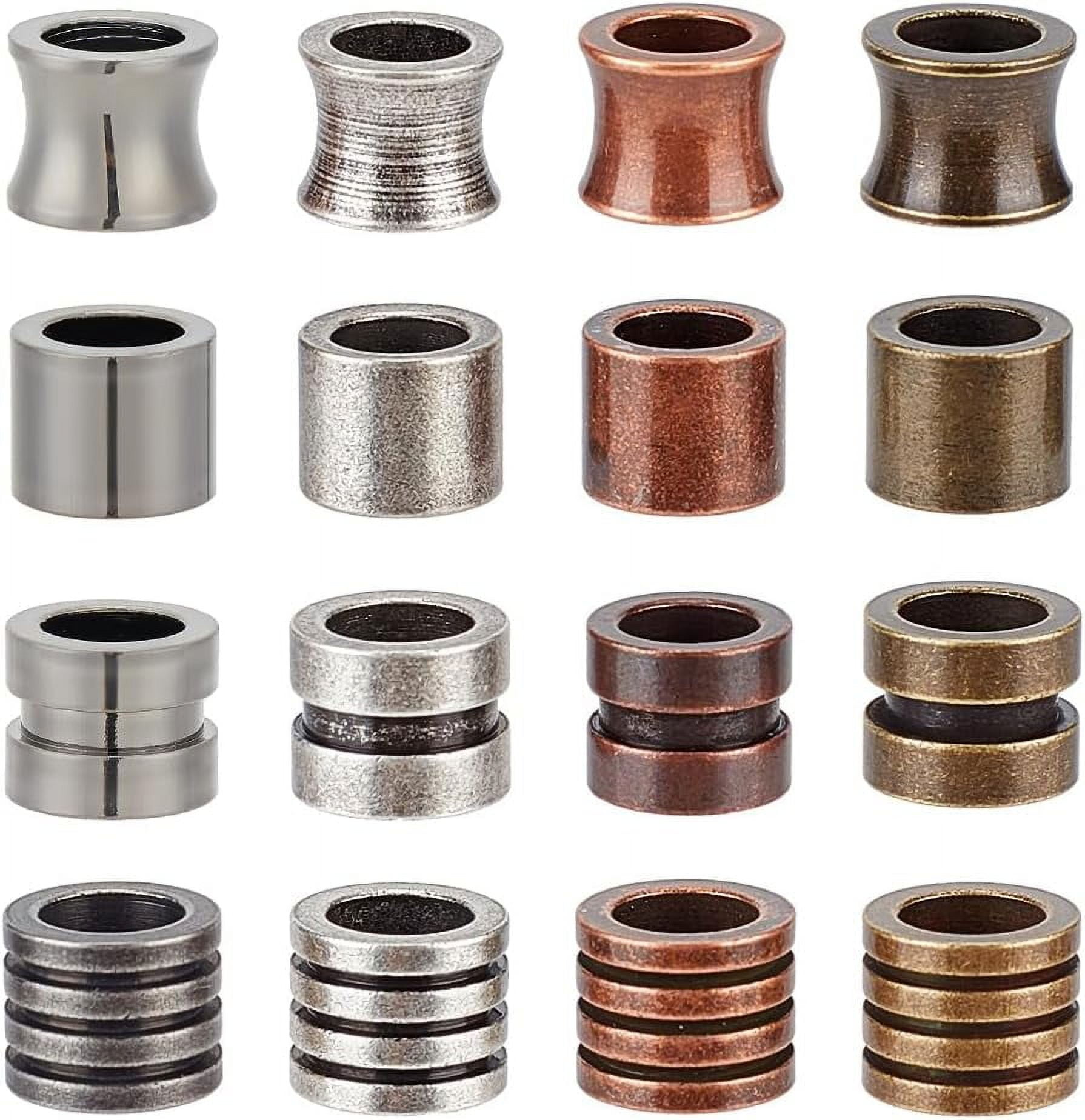 16Pcs 16 Styles 304 Stainless Steel Beads Large Hole Beads Column Mixed ...