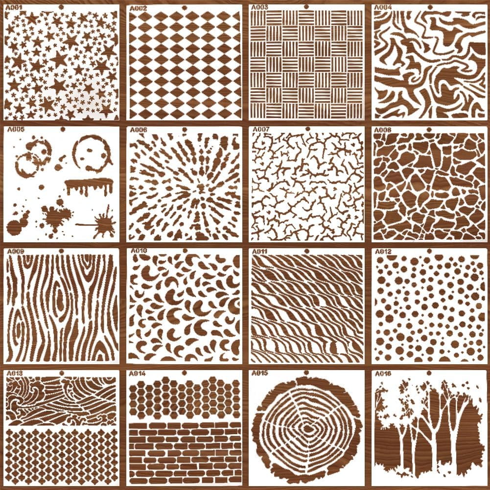 16Pcs 16 Styles Layering Stencils Mixed Media Plastic Leopard Stencil ...