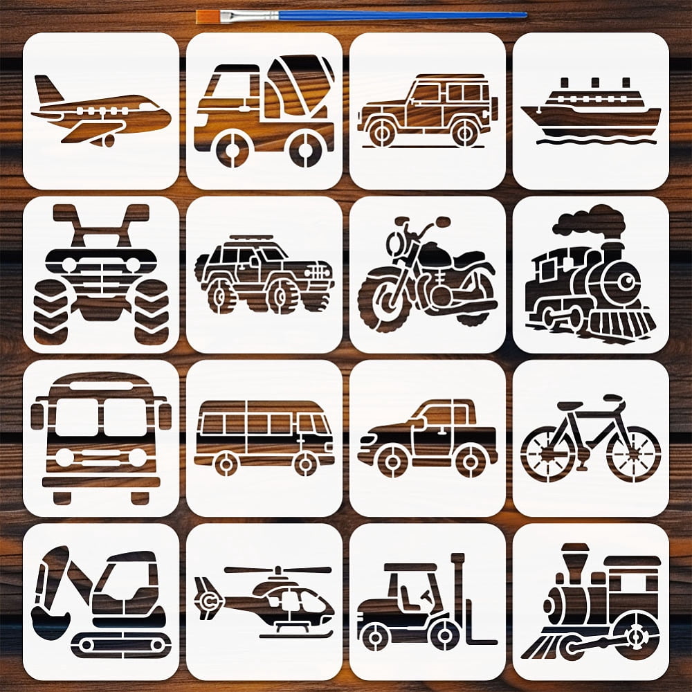 16Pcs 16 Styles PET Hollow Out Drawing Painting Stencils for DIY ...