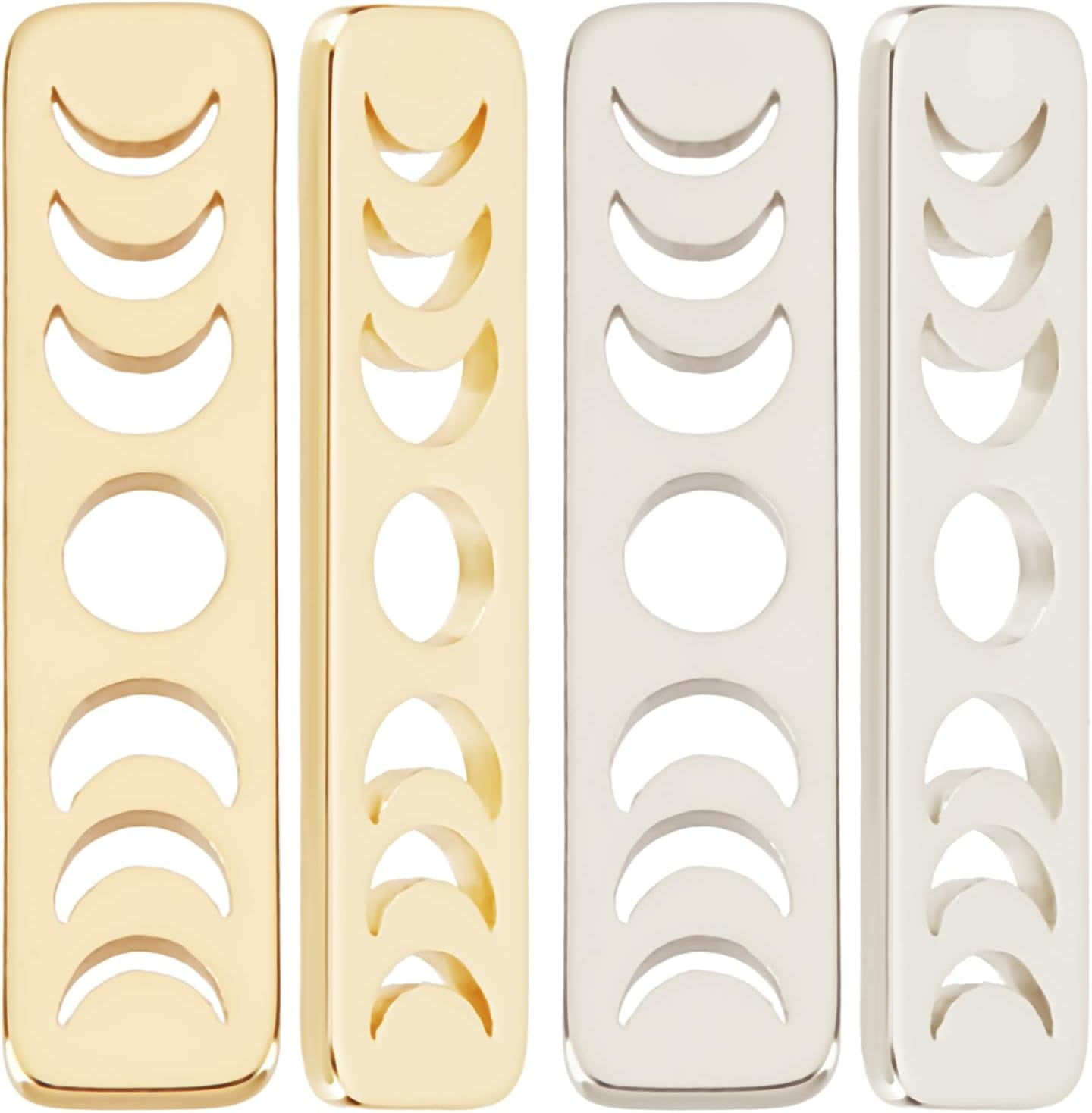 16Pcs 2 Colors Moon Phase Charms 18K Gold Platinum Plated Hollow Bar ...