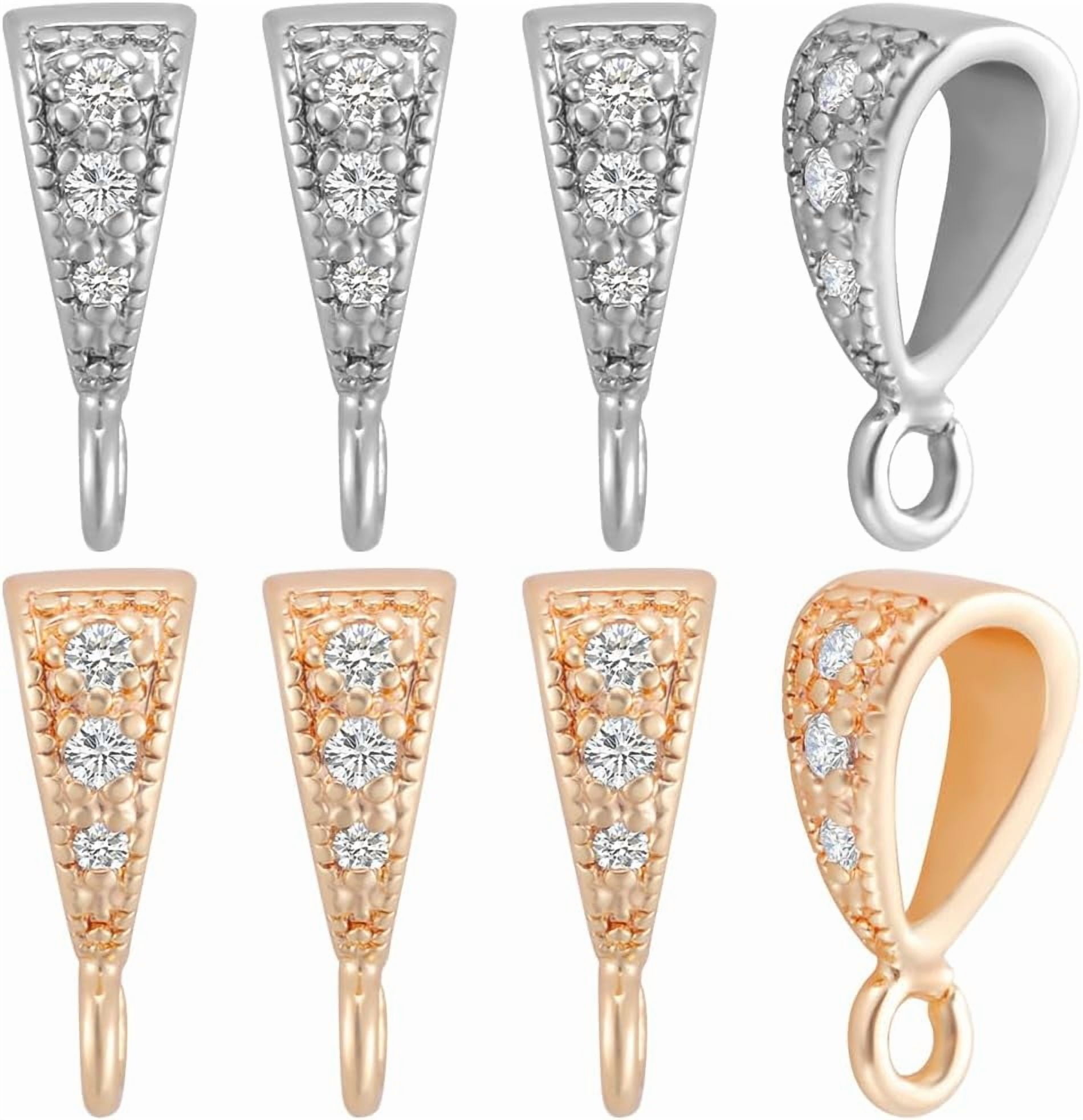 16Pcs 2 Colors Pendant Clasp Bail Connector Open Loop 18K Golden ...