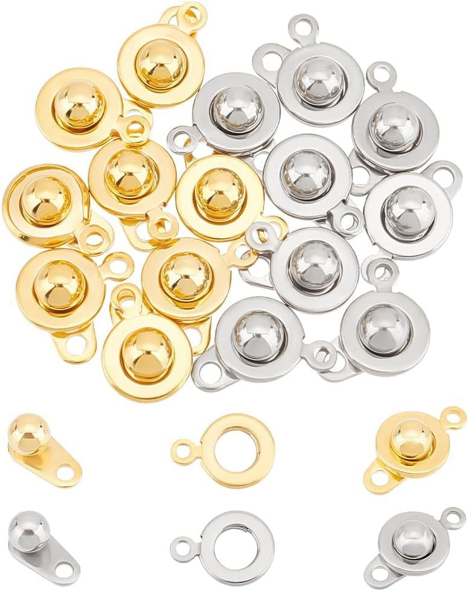 16Pcs 2 Colors Stainless Steel Small Snap Clasps Golden Round Clasps ...