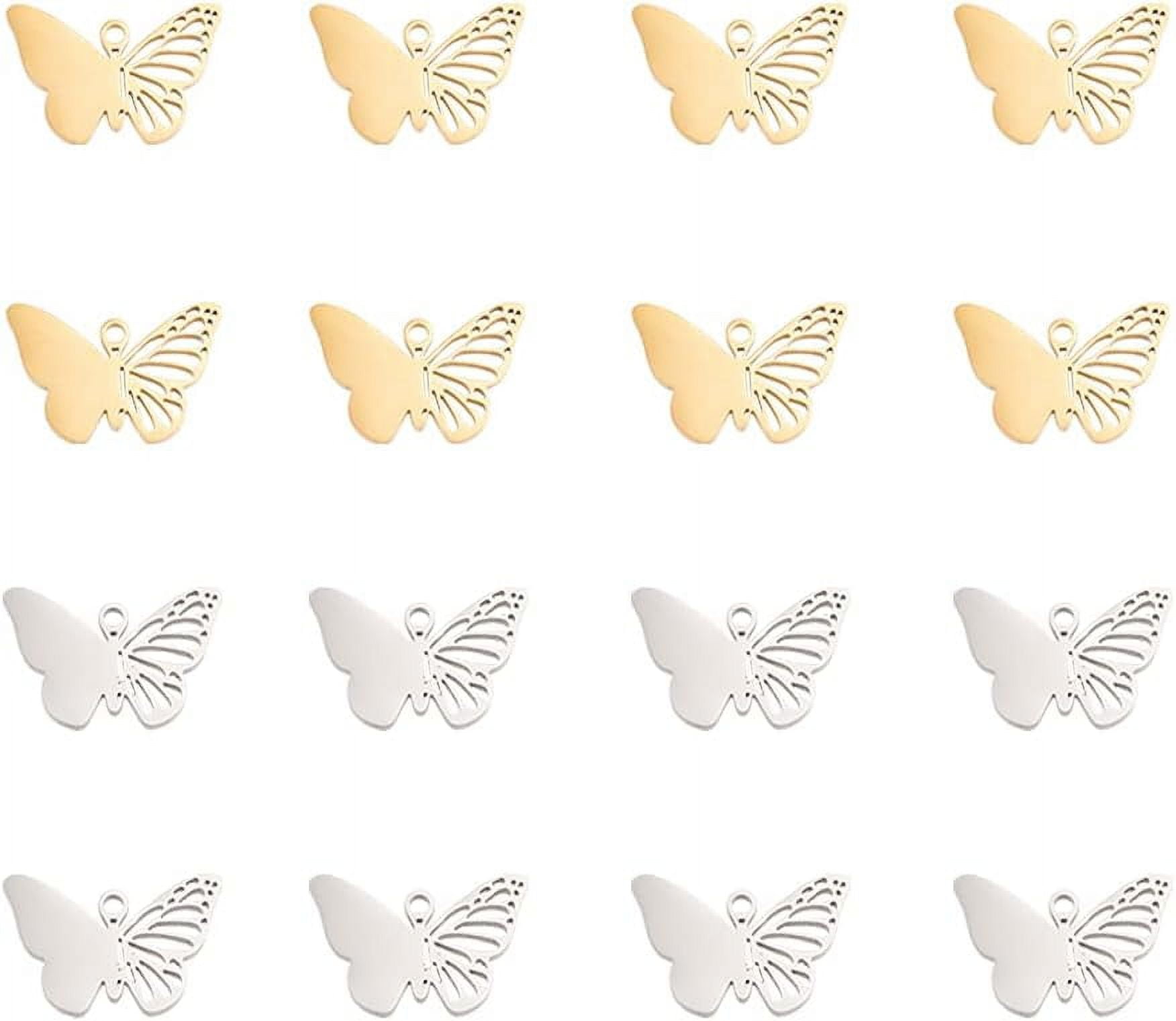16Pcs 2 Colors Tiny Butterfly Charms Hollow Butterfly Pendants Flying ...