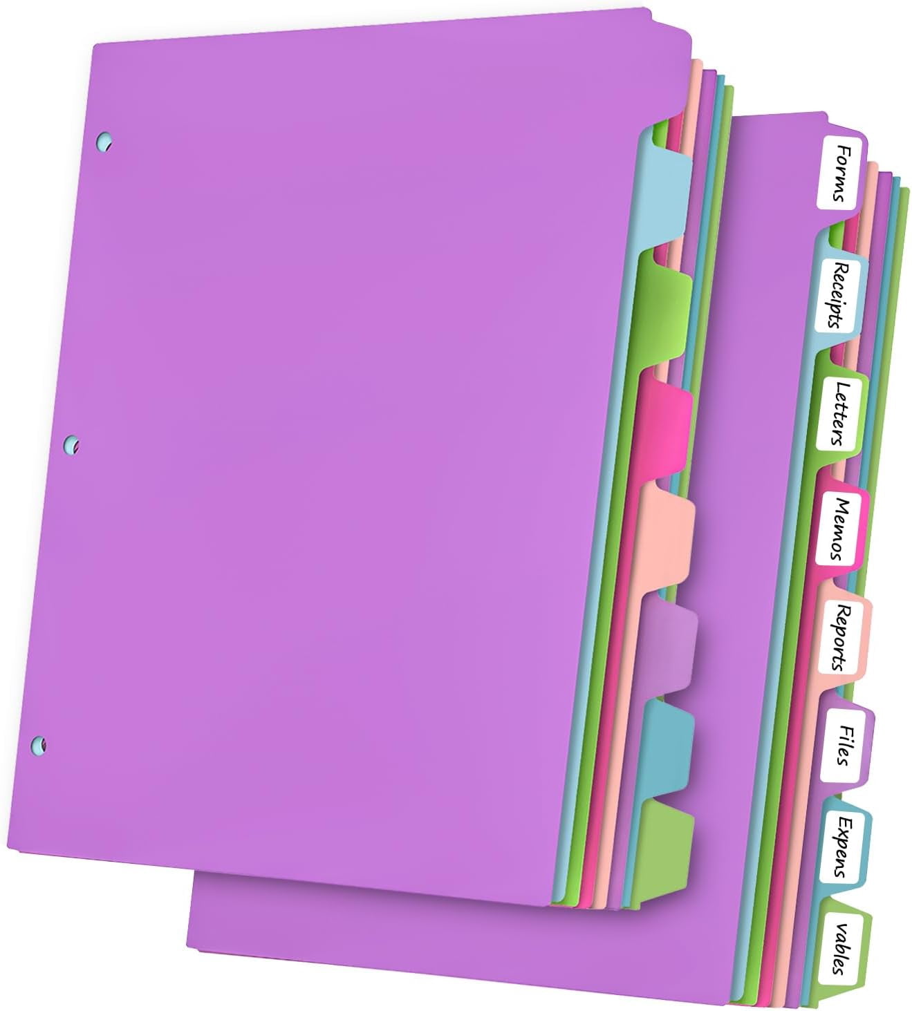 16Pcs/2 Set Binder Dividers with Tabs, 8 Color Tab for 3 Ring Binder ...