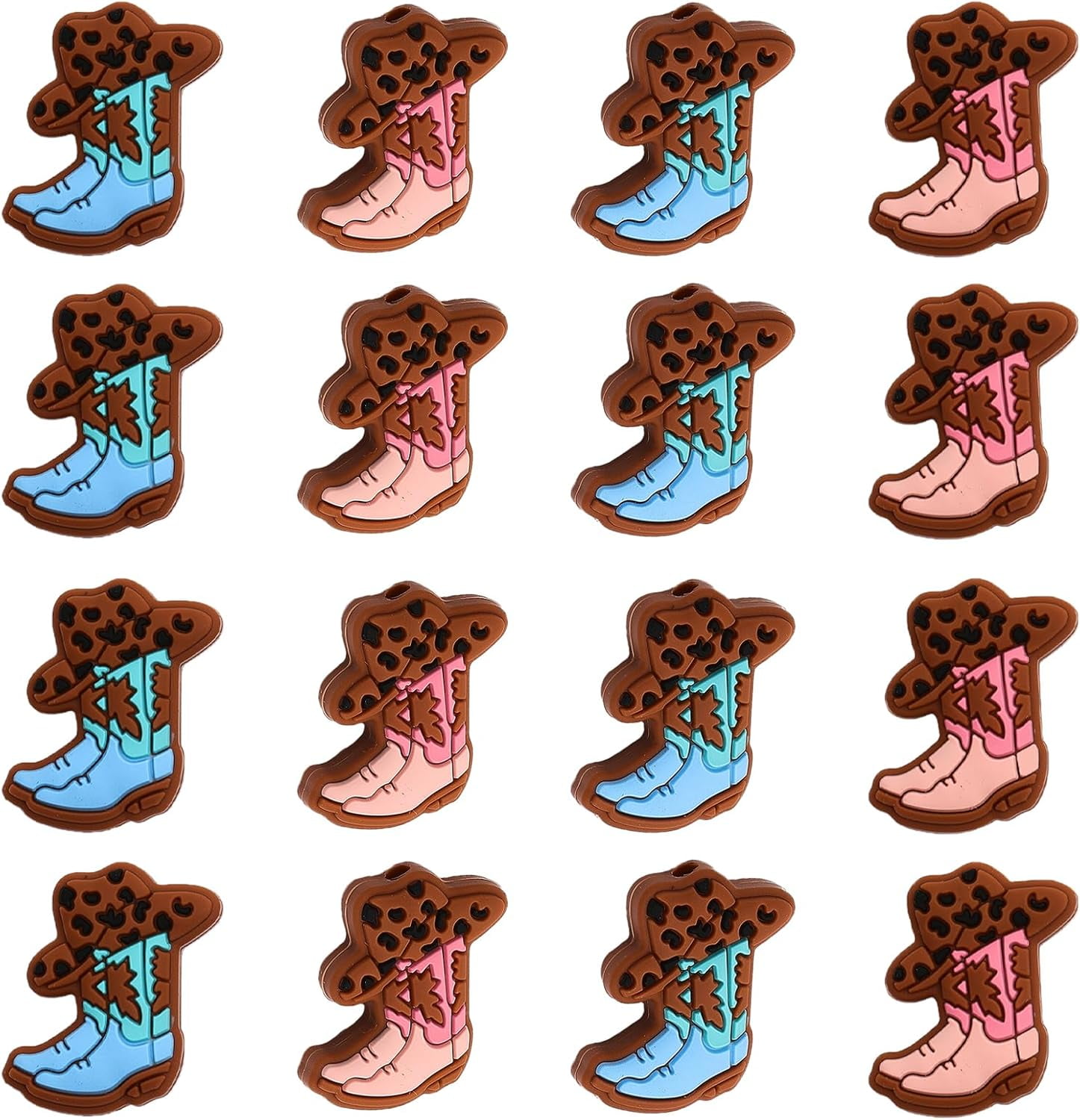 16Pcs 2Colors Cowboy Western Boot Silicone Beads Pen Beads Silicone ...