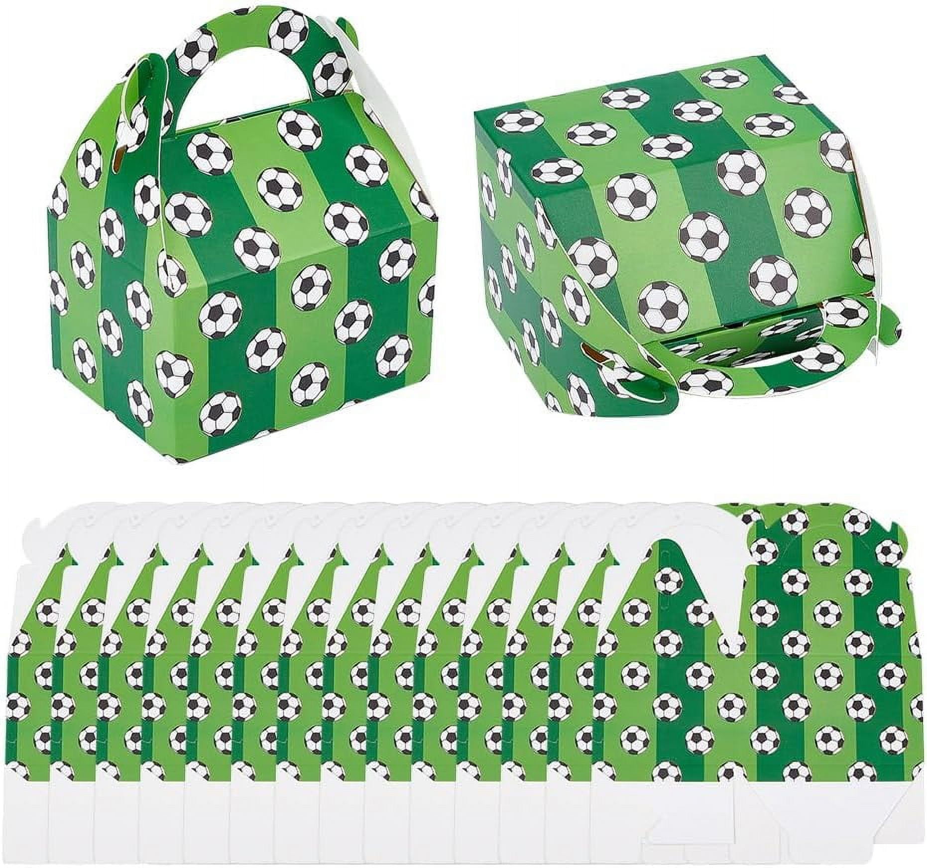 16Pcs 3.1x2.4x4.3 Inch Mini Soccer Party Treat Boxes Green Soccer ...