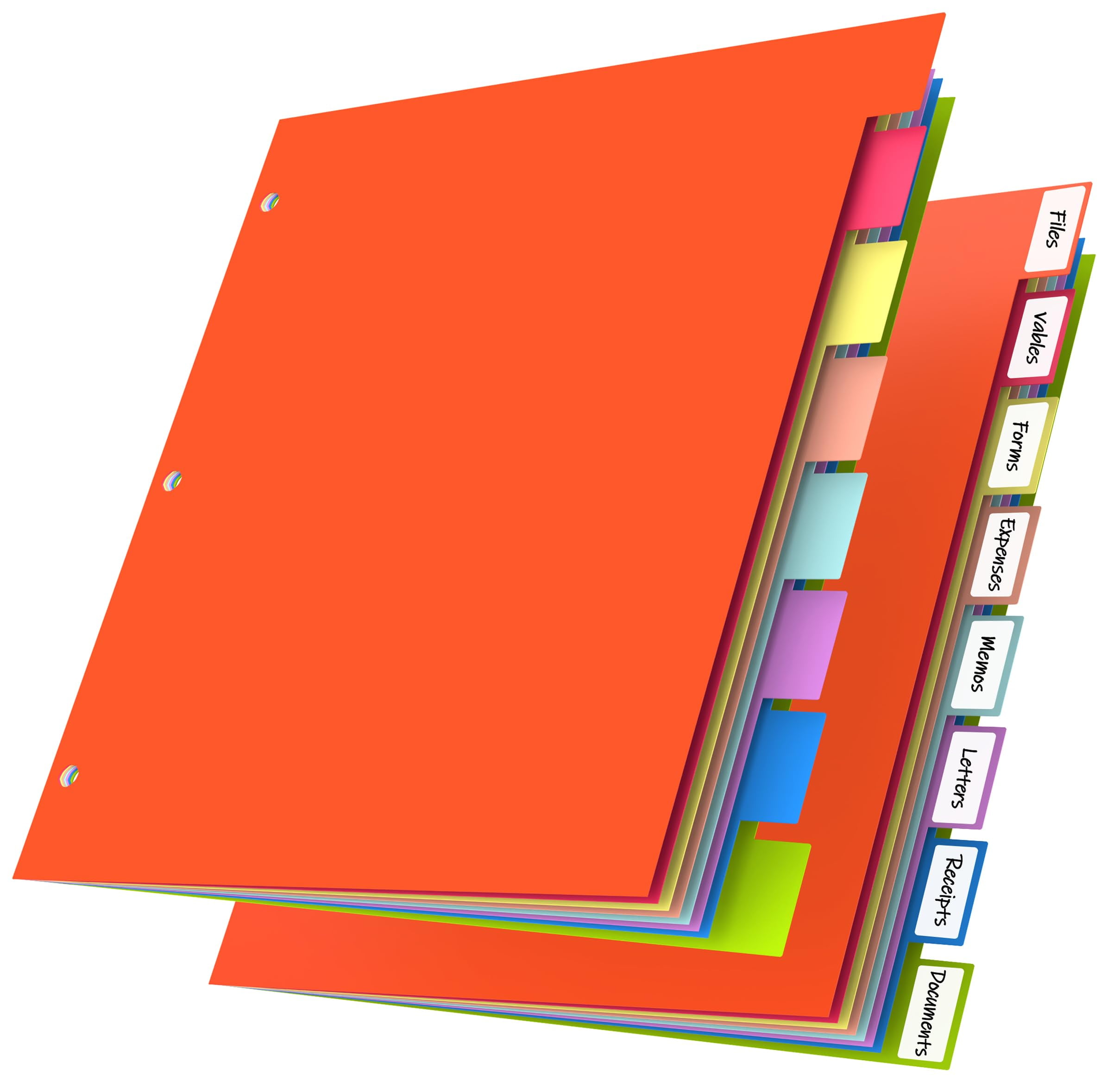 16Pcs 3 Ring Binder Dividers with Tabs, 8 Colors Plastic Index Dividers ...