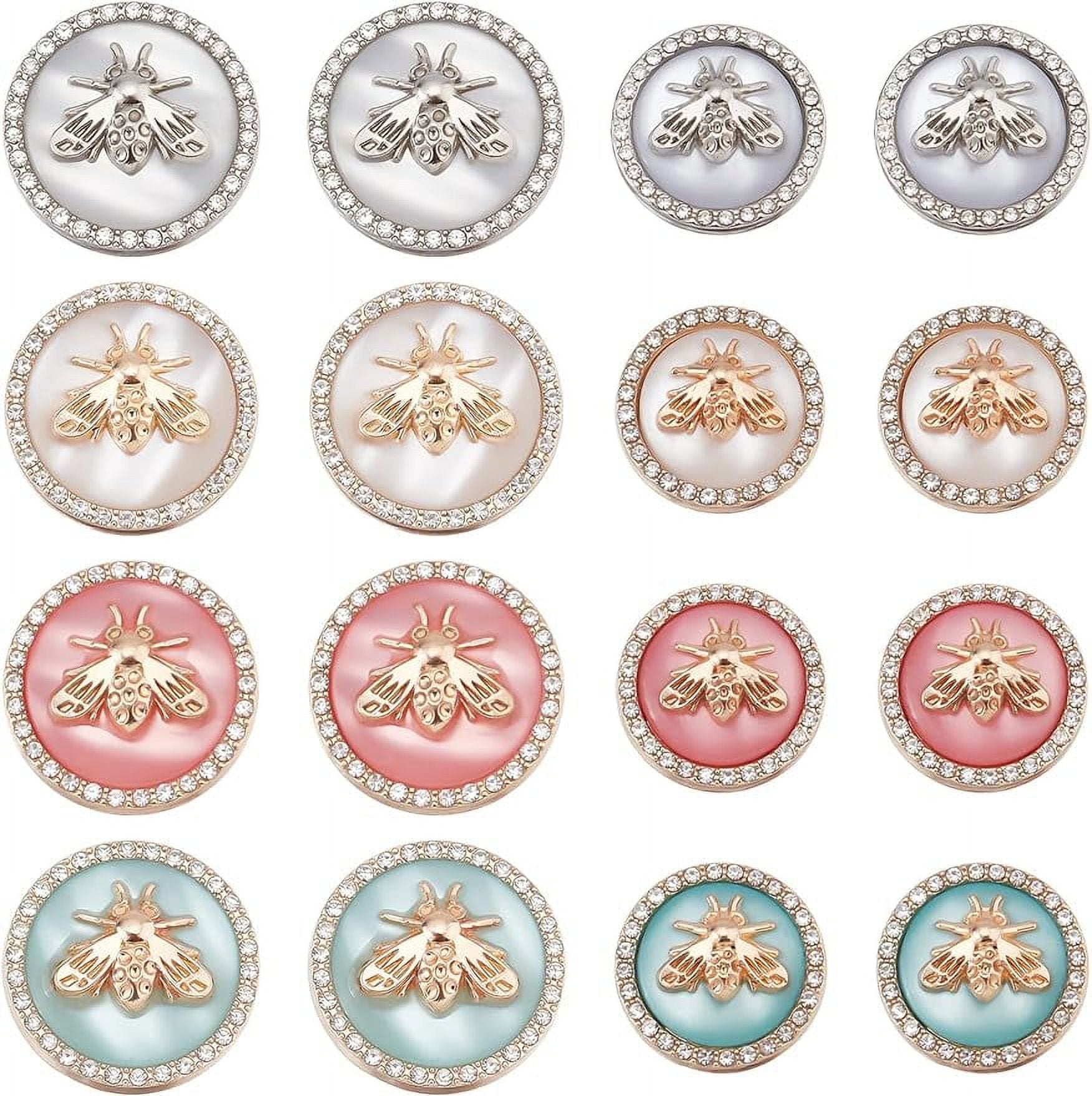 16Pcs 3D Bee Round Metal Button 18mm 25mm (4 Colors) 1-Hole Zinc Alloy ...
