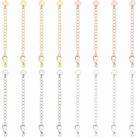 16Pcs 4 Color Brass Chain Extenders 2.6 Inch Necklace Extenders Clasps ...
