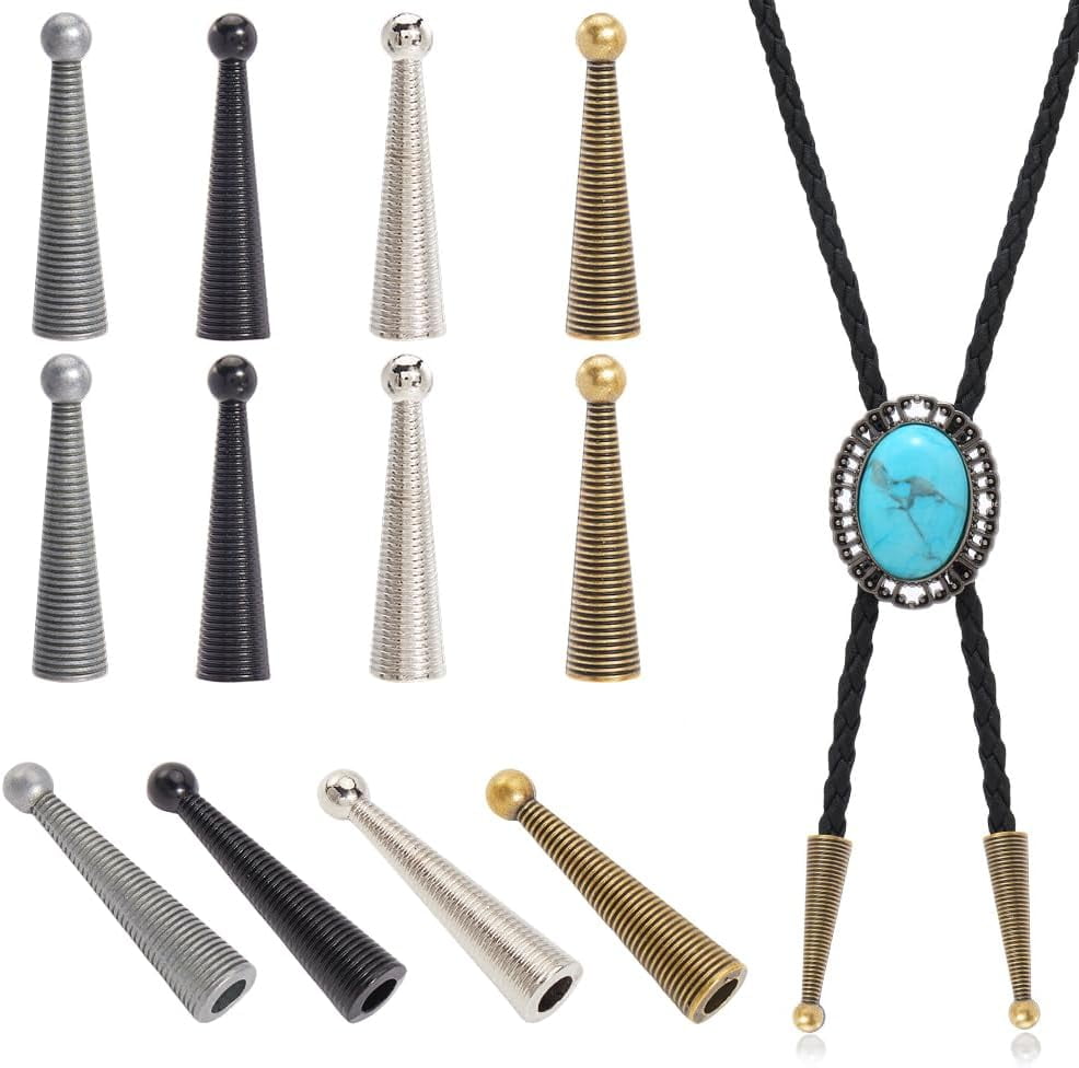16Pcs 4 Colors Alloy Cord Ends Bolo Tie End Caps Mixed Color 35x8mm ...