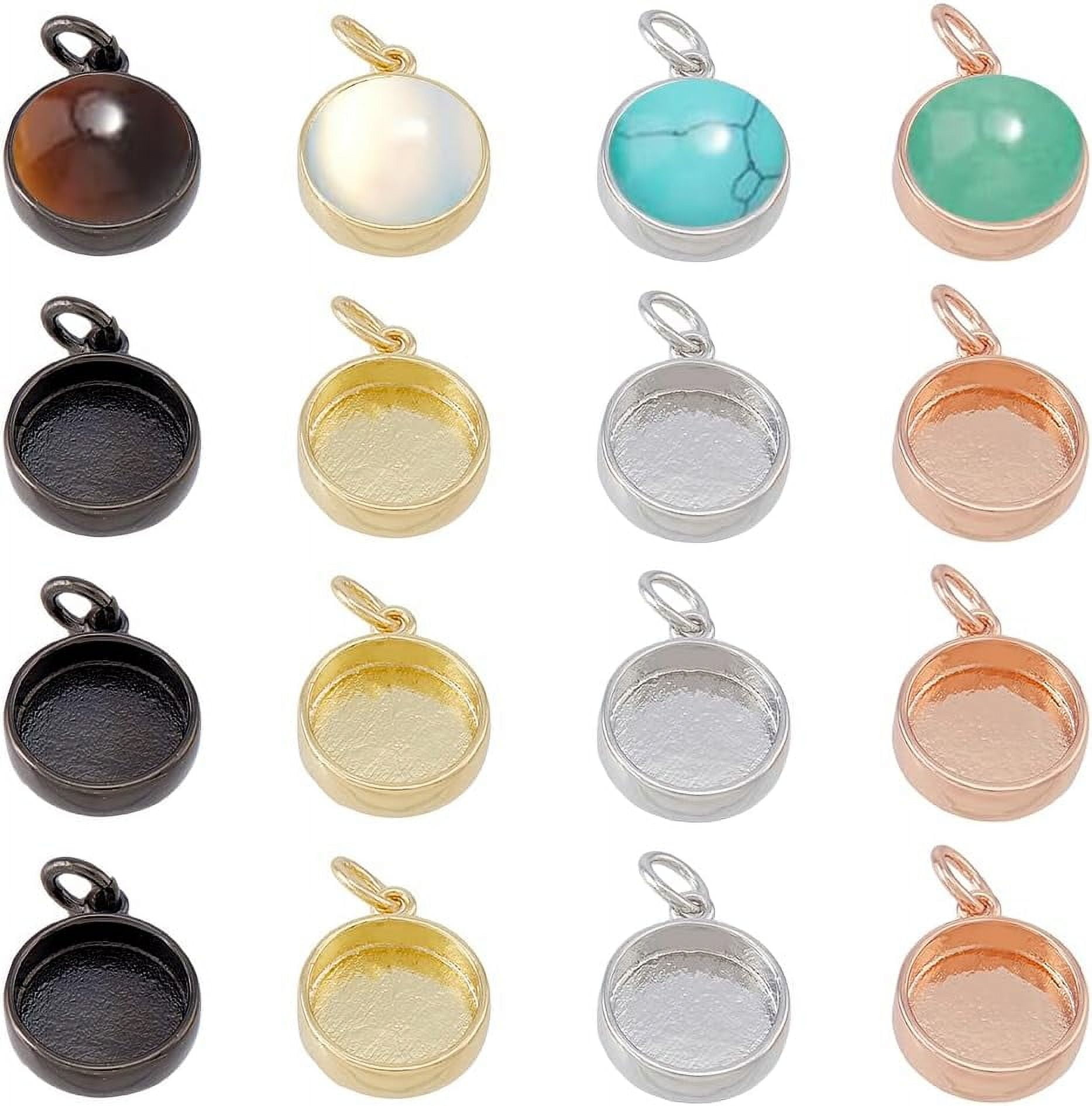 16Pcs 4 Colors Brass Pendant Cabochon Settings Flat Round Photo Frame ...