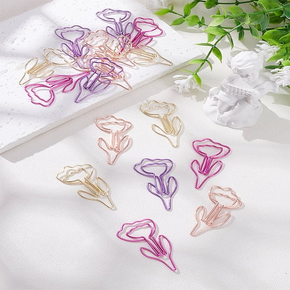 16Pcs 4 Colors Iron Paper Clips Cute Paper Clips Funny Bookmark Marking ...