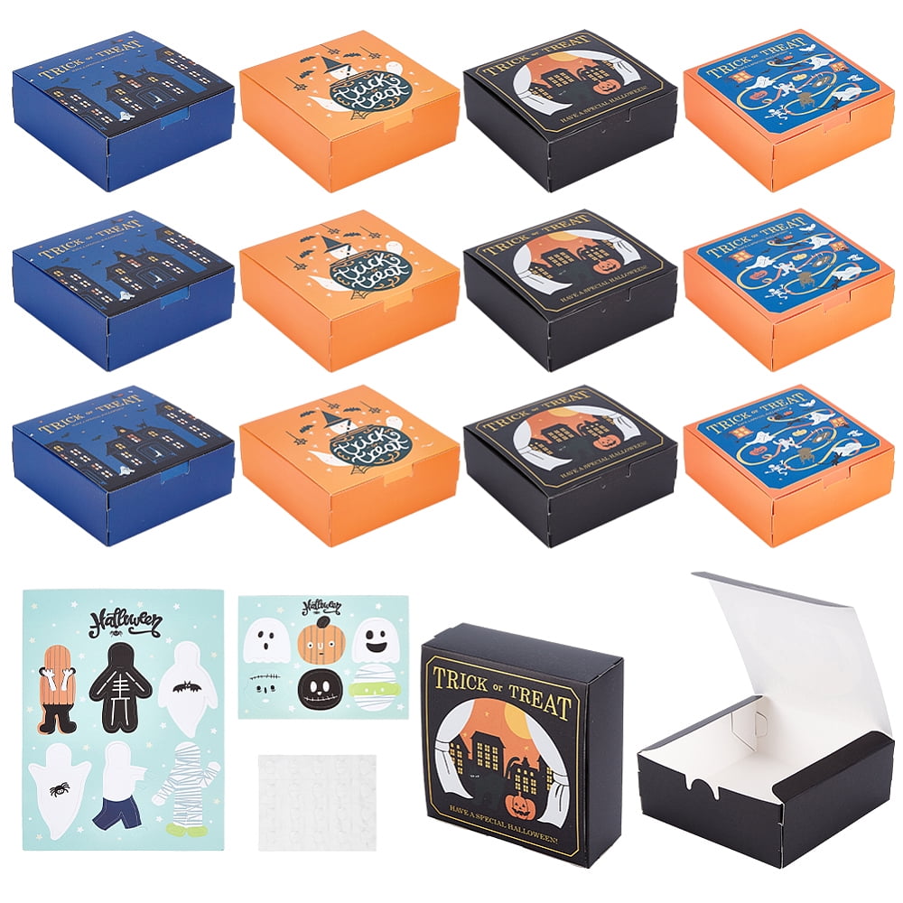 16Pcs 4 Patterns Square Foldable Creative Paper Gift Box Candy Boxes ...