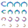 16Pcs 4 Style 201 Stainless Steel Pendants Double Horn/Crescent Moon ...