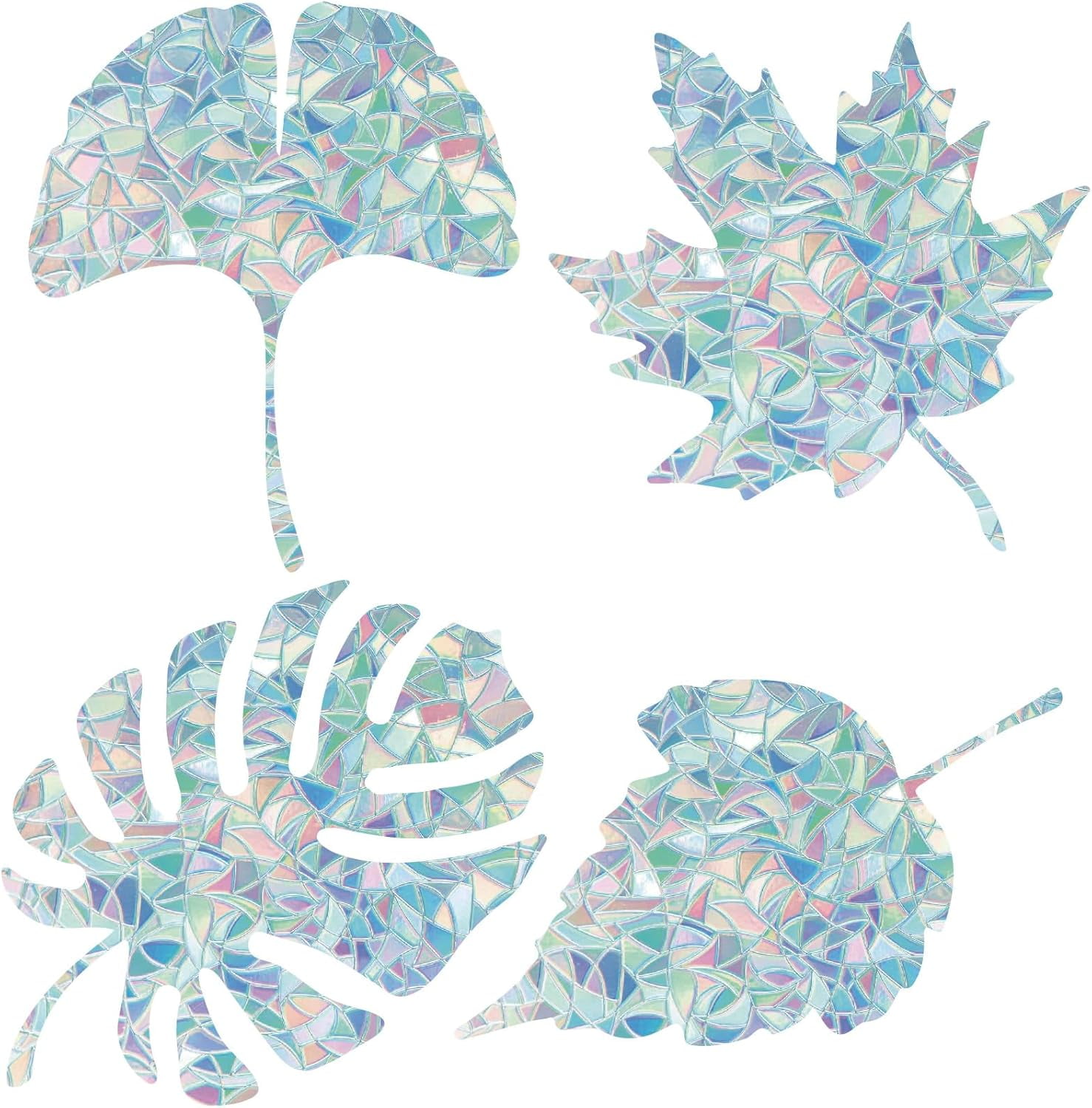 16Pcs 4 Styles Leaf Window Clings Static Rainbow Window Decals Anti ...