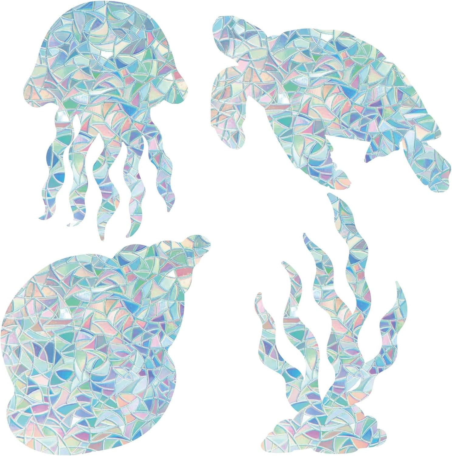 16Pcs 4 Styles Ocean Window Clings Jellyfish Turtle Conch Seaweed ...