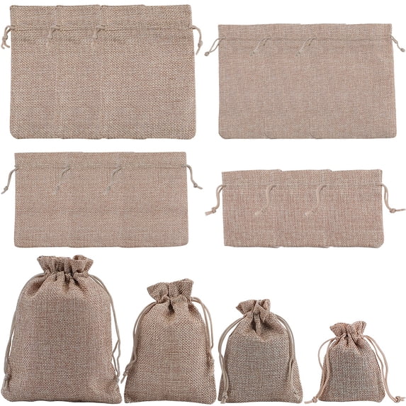 16Pcs 4 Styles Polyester Imitation Burlap Packing Pouches Drawstring ...