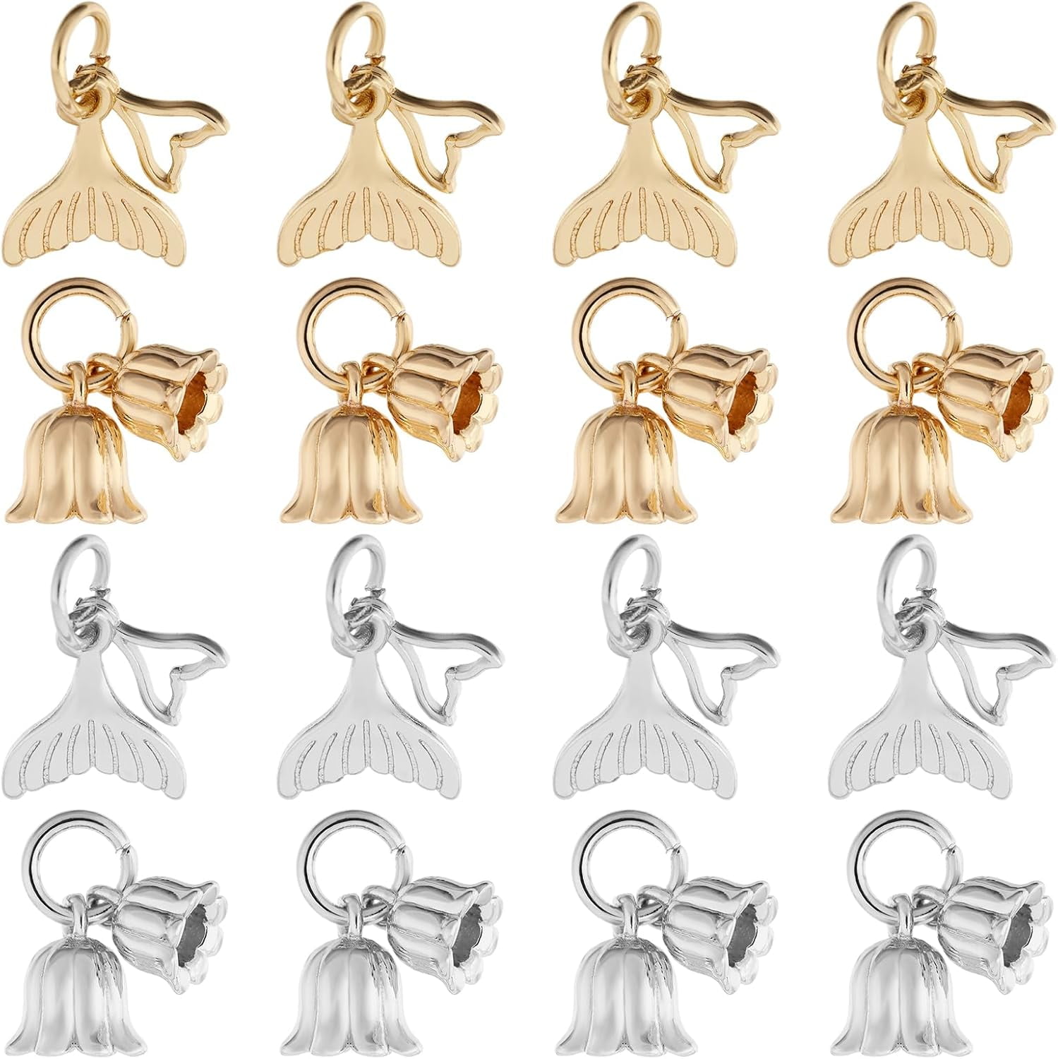 16Pcs 4 Styles Rack Plating Brass Pendants Long-Lasting Plated with ...