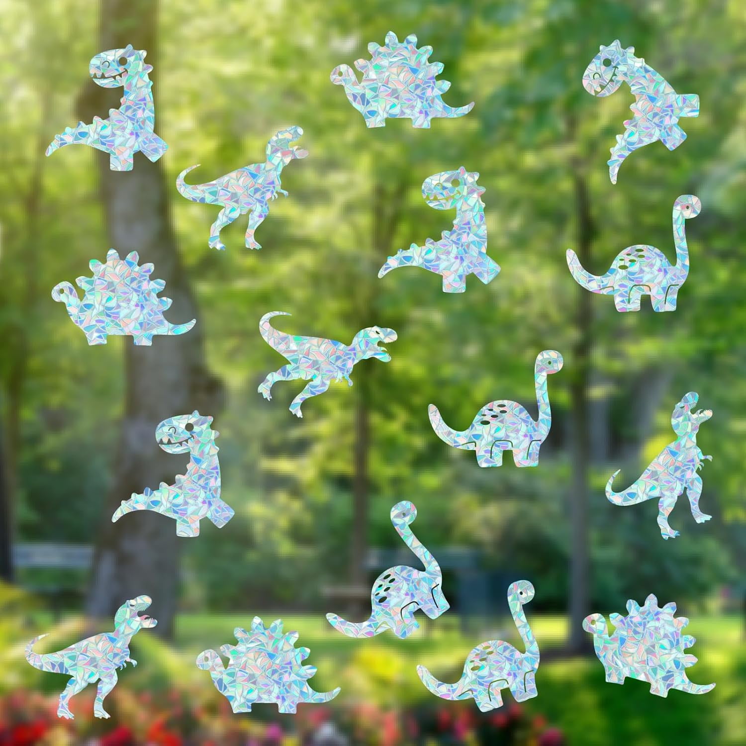 16Pcs 4 Styles Rainbow Window Stickers Dinosaur Window Clings Static ...