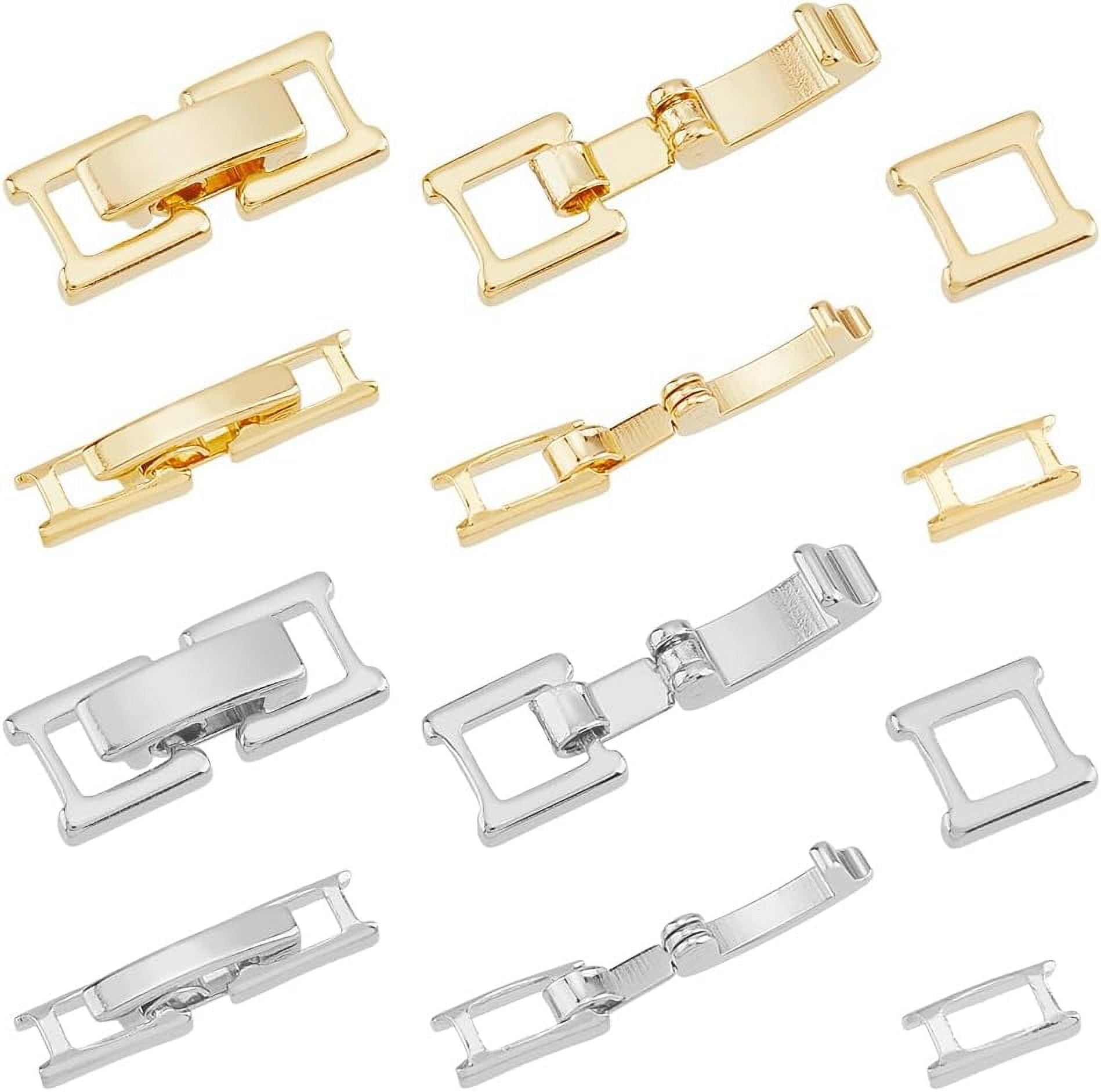 16Pcs 4 Styles Real 24K Gold Fold Over Clasps Golden Brass Bracelet ...