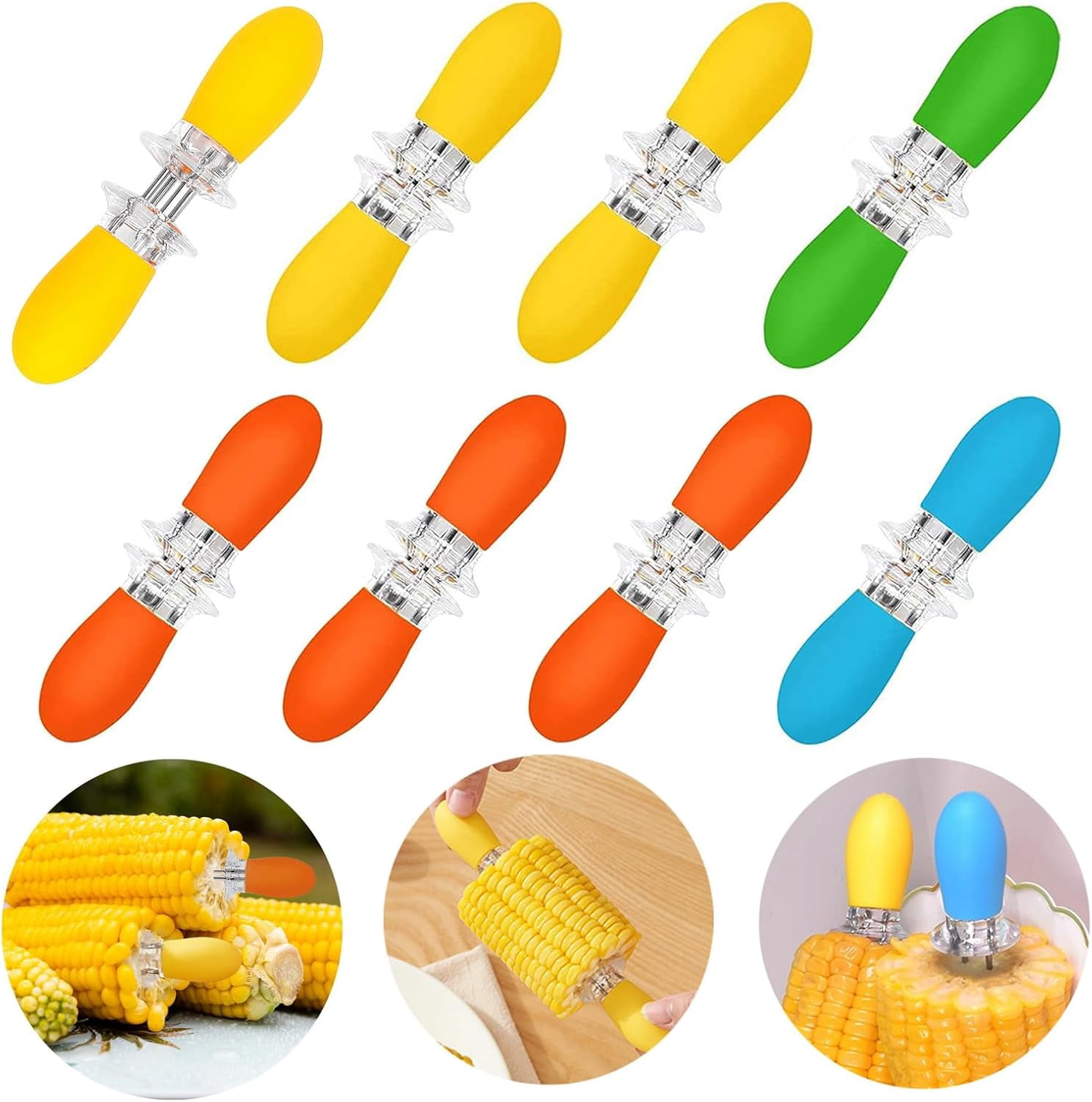 16Pcs/8 Pairs Corn Holders, Stainless Steel Corn Cob Holders Corn on ...