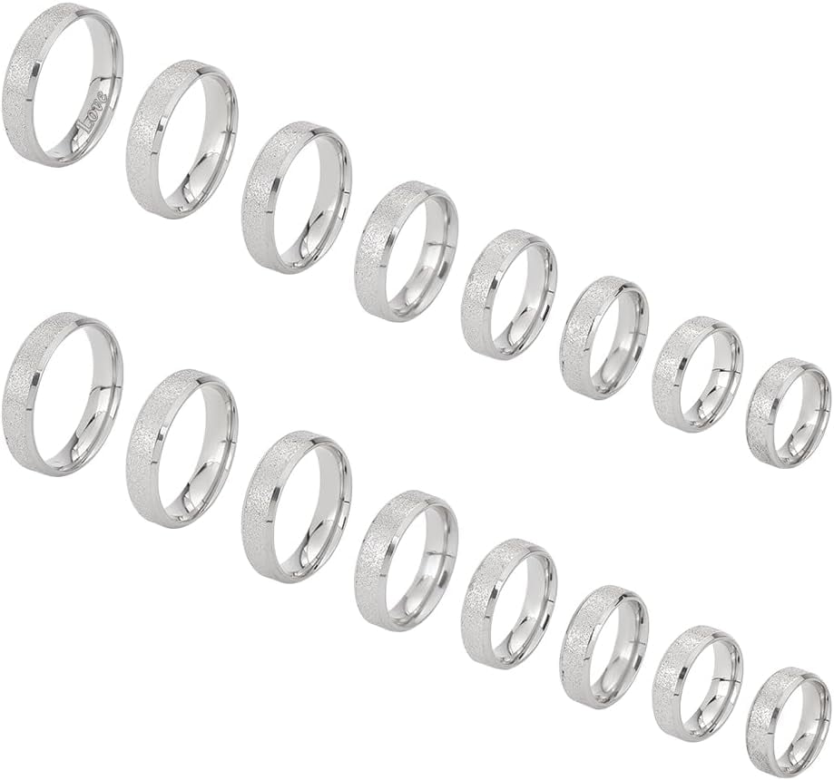 16Pcs 8 Size Stainless Steel Ring Blanks Finger Ring Making Kits ...