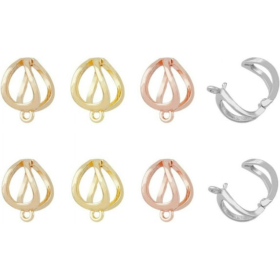 16Pcs 8 Style Brass Fold Over Clasps Bail Clasp Connection Charm for ...