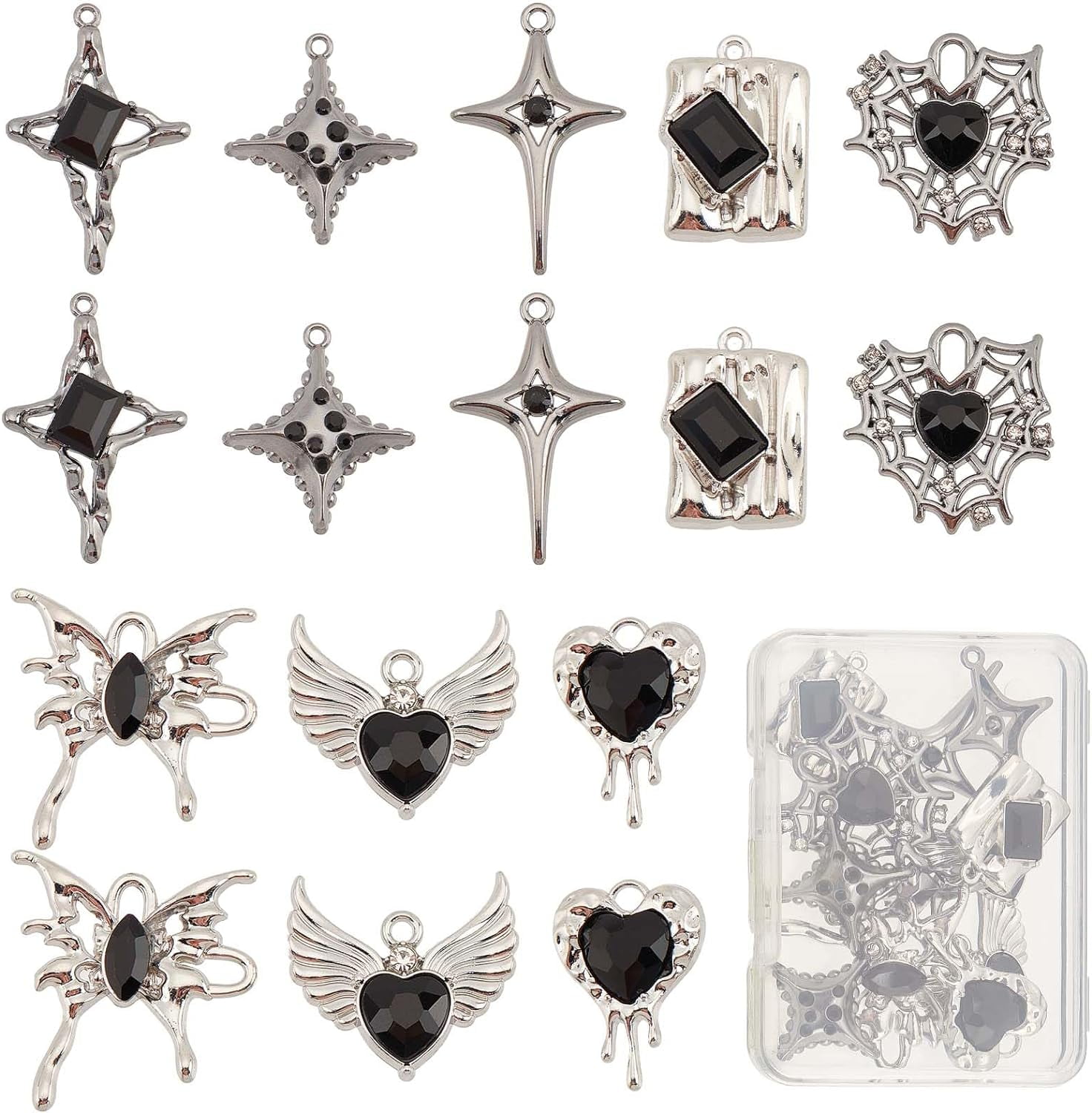 16Pcs 8 Style Rack Plating Alloy Glass Pendants Cadmium Free & Lead ...