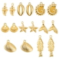 16Pcs 8 Styles Ocean Theme Brass Charms Long-Lasting Plated Nickel Free ...