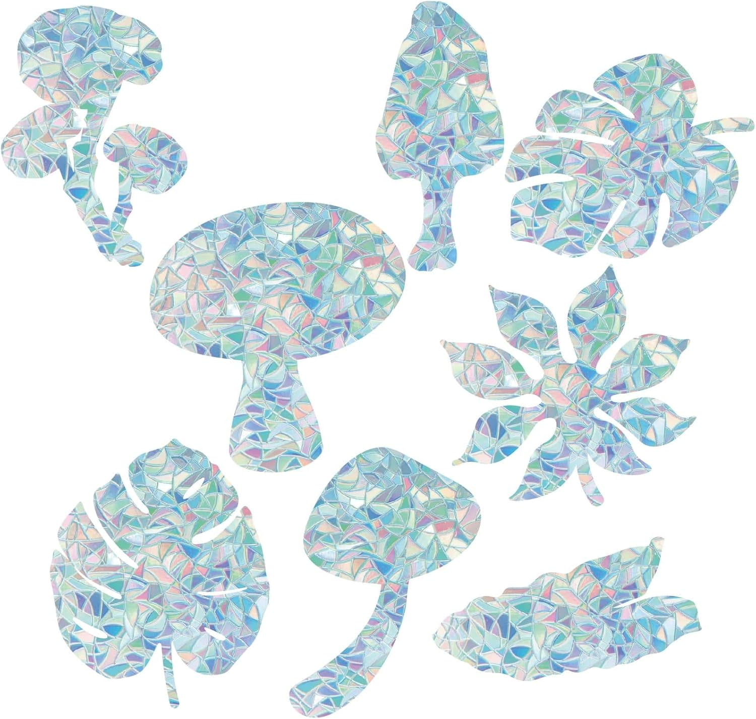 16Pcs 8 Styles Rainbow Window Stickers Mushroom Window Clings Static ...