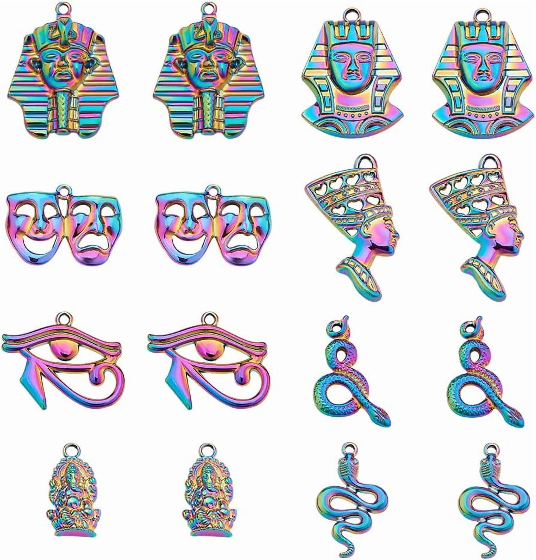 16Pcs 8Style Rainbow Color Charms Plated Alloy Pendants Snake Drama ...