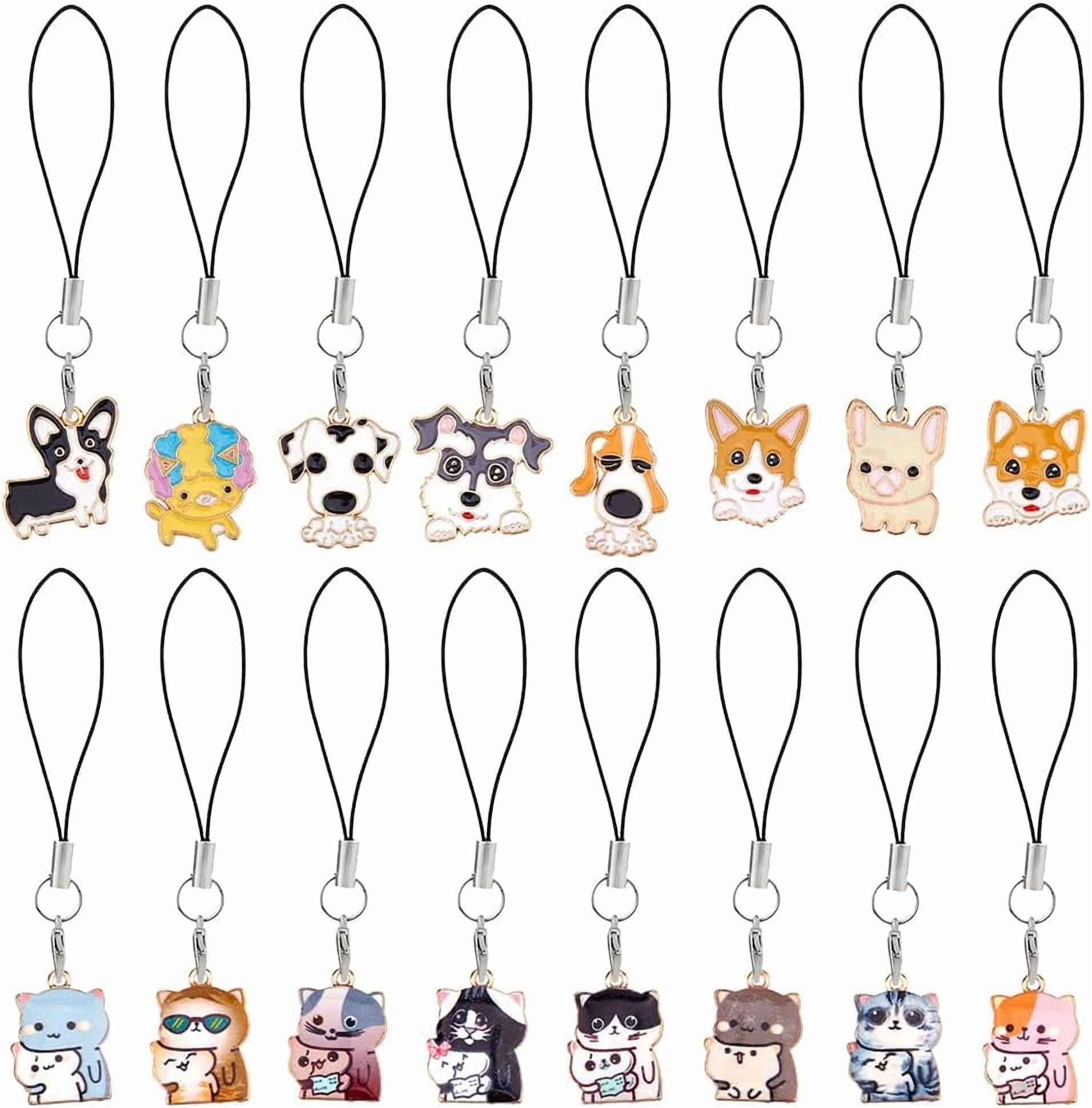 16Pcs Alloy Enamel Mobile Straps Cartoon Animals Mixed Color 93~95mm ...