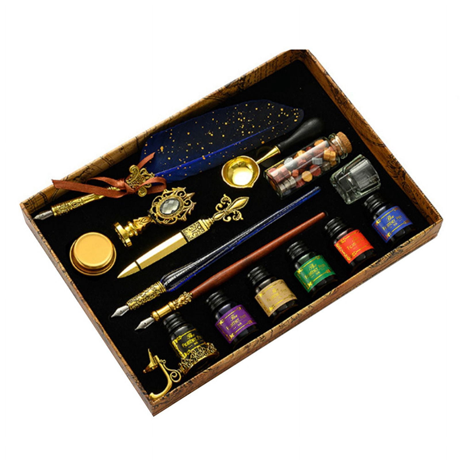 16Pcs Antique Dip Pen Kit Retro Wooden Dip Pen Set Classic Wax Seal ...