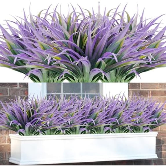 16Pcs Artificial Grass Fake Plants 17.3in Outdoor Plants UV Resistant ...