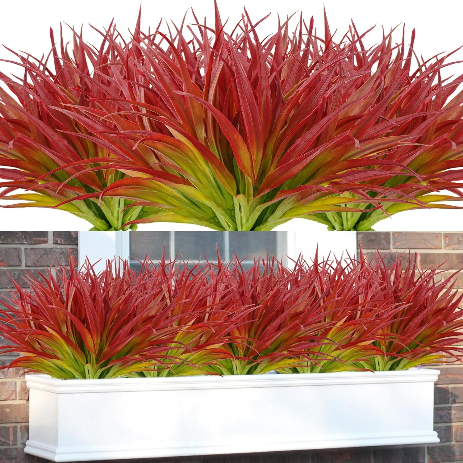 16Pcs Artificial Grass Fake Plants 17.3in Outdoor Plants UV Resistant ...