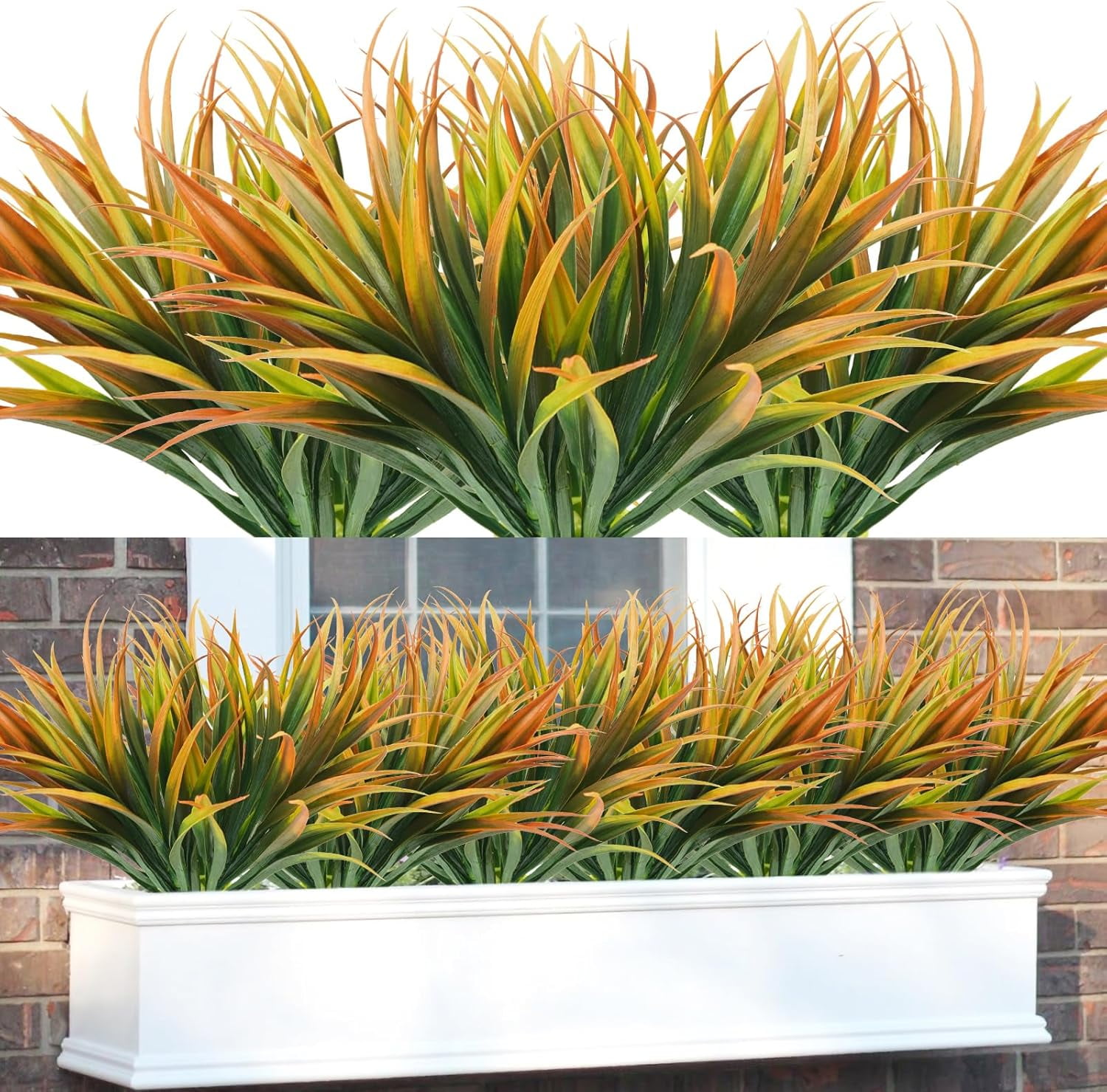 16Pcs Artificial Grass Fake Plants 17.3in Outdoor Plastic Plants UV ...