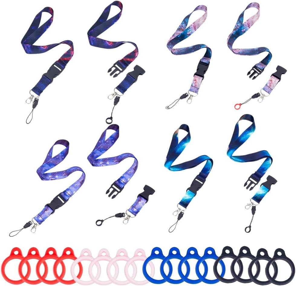 16Pcs Avoid Lost Lanyard Silicone Ring Lanyard Neck Strap Coloured ...