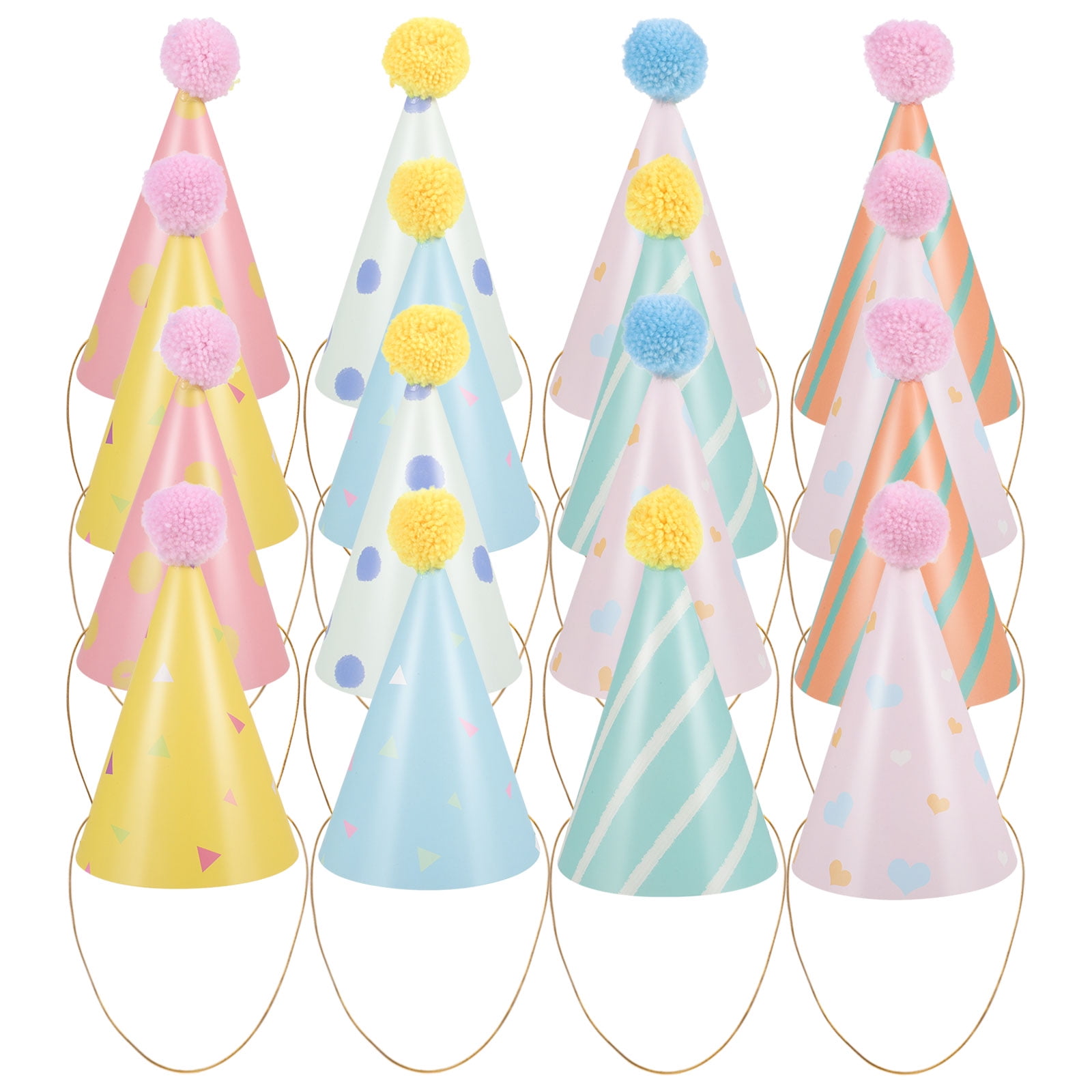 TOYMYTOY Cone Birthday Hats Paper Multi 16pcs - Walmart.com