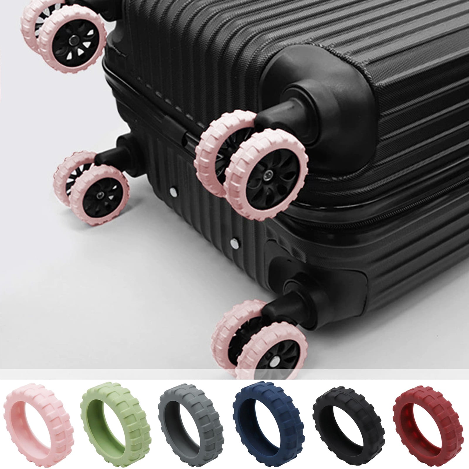 16Pcs Black Universal Silicone Luggage Wheel Covers, Anti Scratch Noise ...