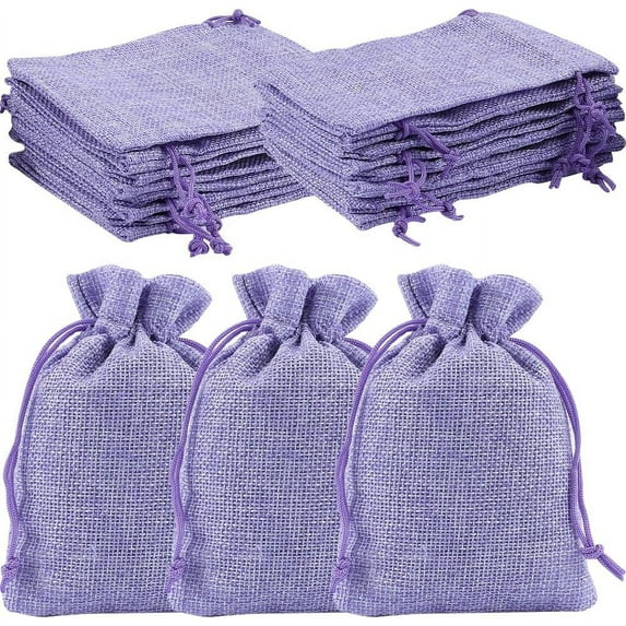 16Pcs Burlap Bags with Drawstring 5.5x3.9 Inch Polyester Medium Purple ...