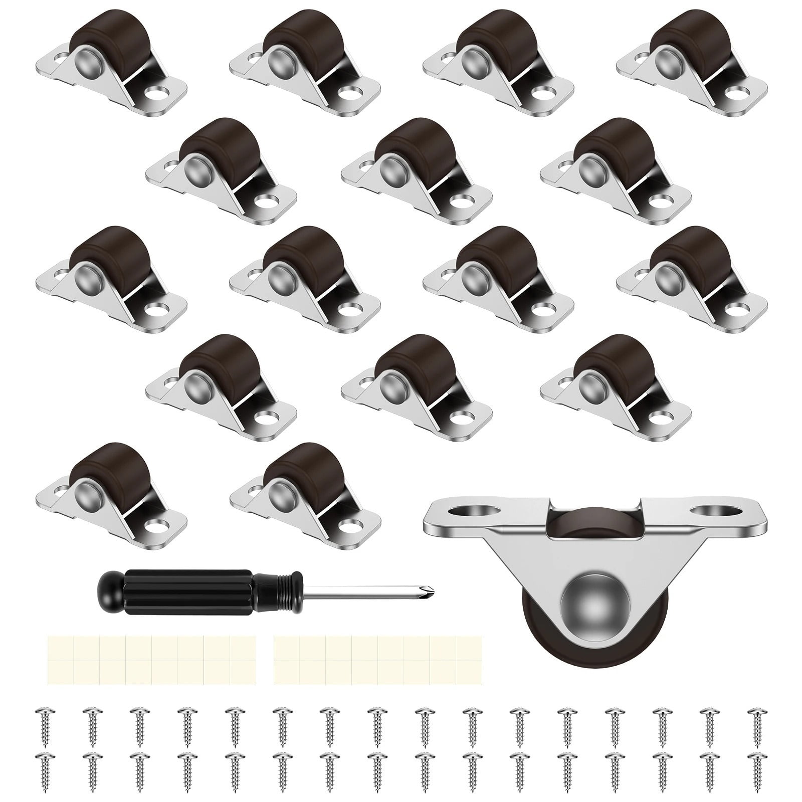 16Pcs Caster Wheels Set Rubber Non Swivel Casters Fixed Stationary ...