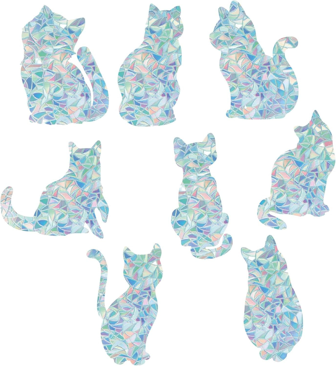 16Pcs Cat Rainbow Window Clings Glass Decals Non-Adhesive Prism Vinyl ...