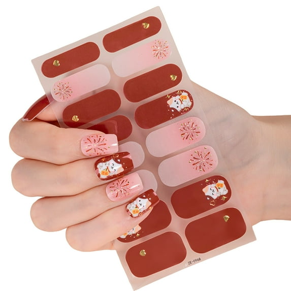 16Pcs Chinese New Year Cartoon Nails Art Stickers Waterproof Instantly ...