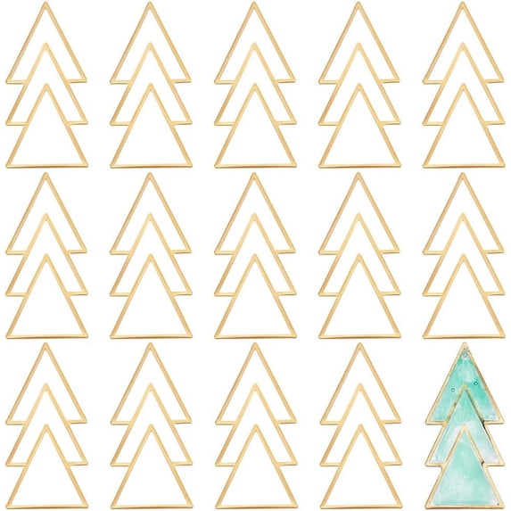 16Pcs Christmas Tree Open Bezel Charms 3 Layers Alloy Geometric Frame ...