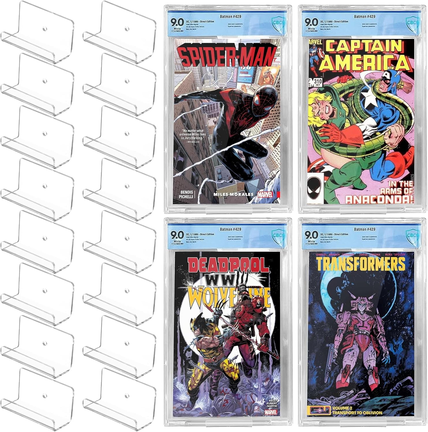 16Pcs Clear Floating Comic Book Display Shelves,Clear Floating Shelves ...