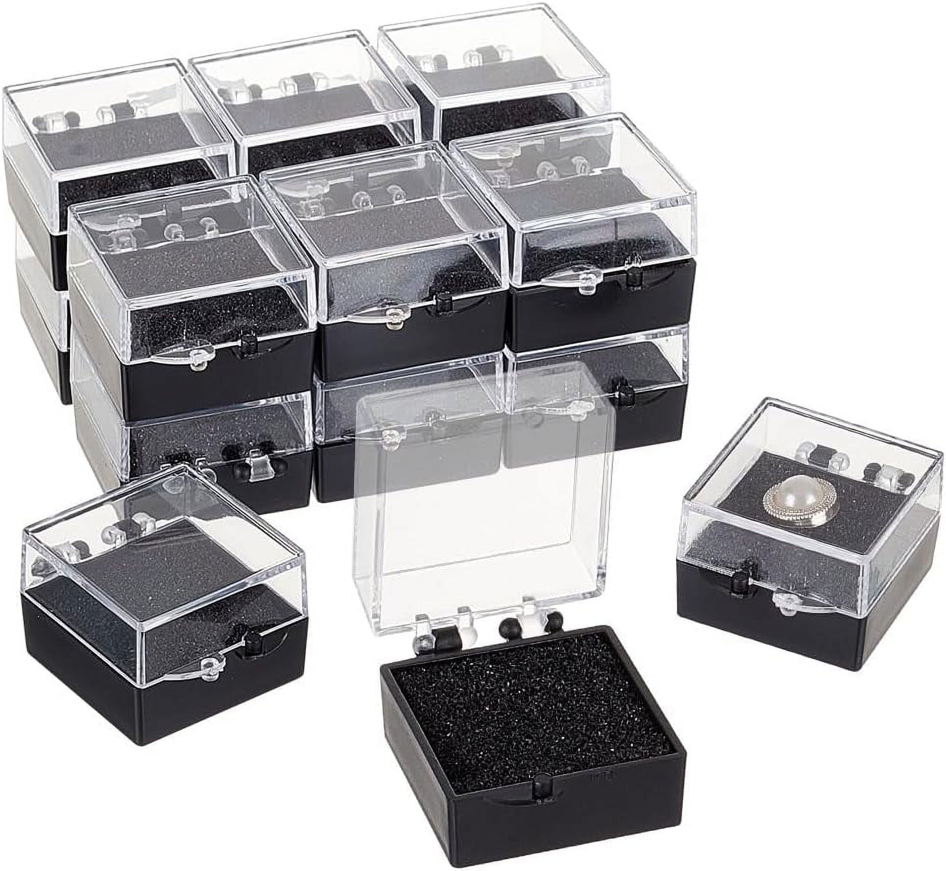 16Pcs Clear Plastic Gift Box For Pin 1.1x1.1x0.4 Inch Black ...