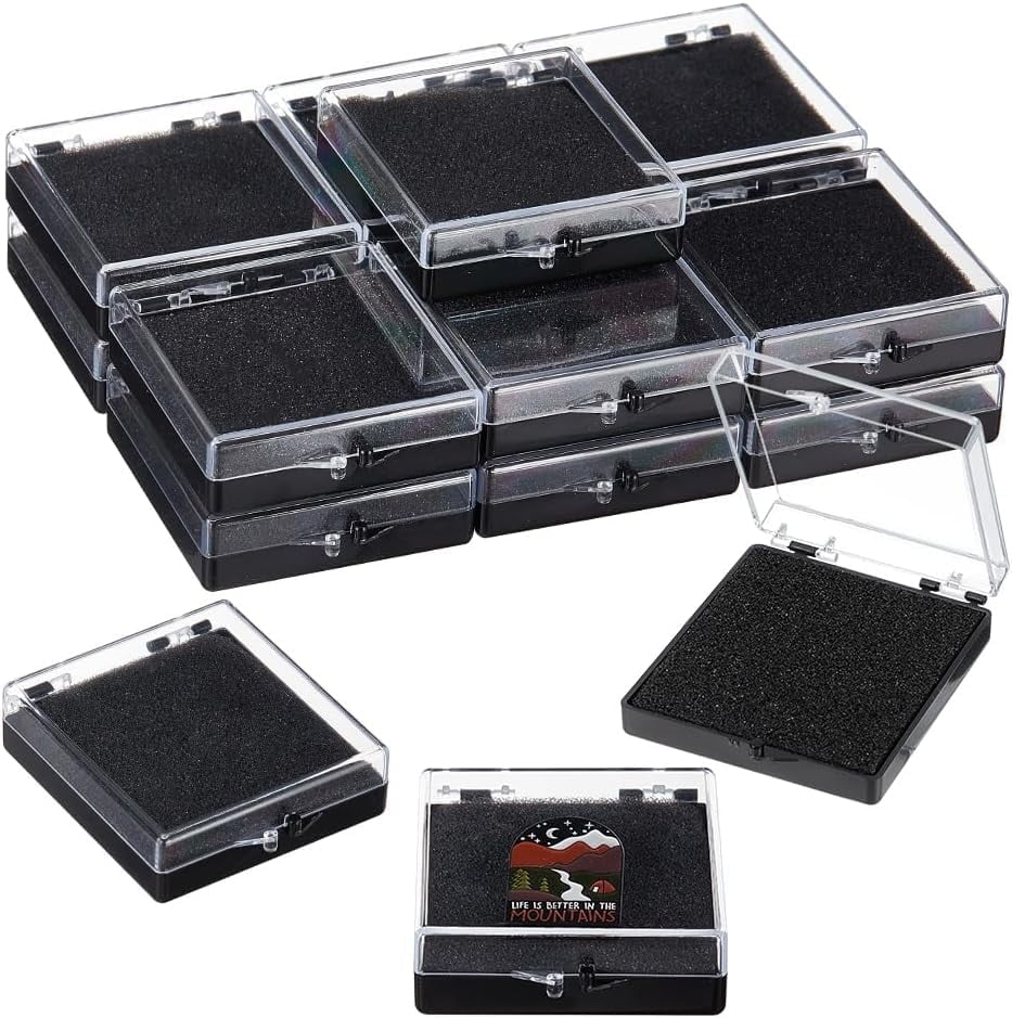 16Pcs Clear Plastic Gift Box for Pin 2.6x2.4x0.7 Inch Black ...